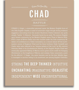 Chad Personalized Name Meaning Art Prints – Name Stories