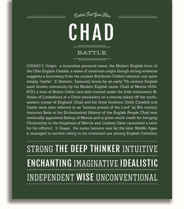 Chad Personalized Name Meaning Art Prints – Name Stories