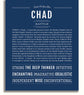 Chad Personalized Name Meaning Art Prints – Name Stories