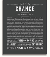 Chance | Name Art Print – Name Stories