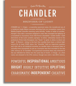 Chandler Personalized Name Meaning Art Prints – Name Stories