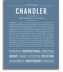 Chandler Personalized Name Meaning Art Prints – Name Stories
