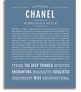 Chanel Personalized Name Meaning Art Prints – Name Stories