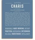 Charis Personalized Name Meaning Art Prints – Name Stories