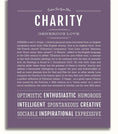 Charity Personalized Name Meaning Art Prints – Name Stories