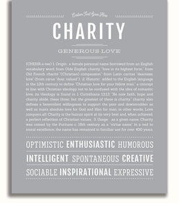 Charity Personalized Name Meaning Art Prints – Name Stories