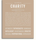 Charity Personalized Name Meaning Art Prints – Name Stories