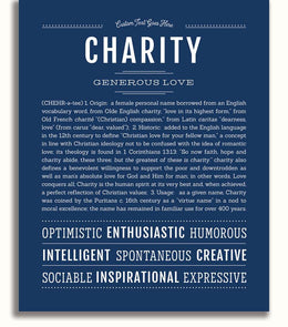 Charity Personalized Name Meaning Art Prints – Name Stories