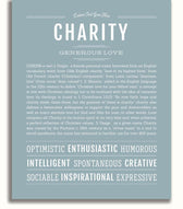 Charity Personalized Name Meaning Art Prints – Name Stories