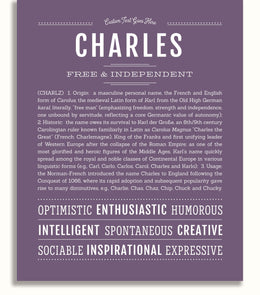 Charles Personalized Name Meaning Art Prints – Name Stories
