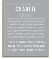 Charlie Personalized Name Meaning Art Prints – Name Stories