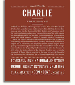 Charlie Personalized Name Meaning Art Prints – Name Stories