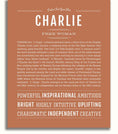 Charlie Personalized Name Meaning Art Prints – Name Stories