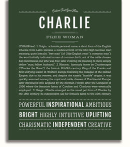 Charlie Personalized Name Meaning Art Prints – Name Stories