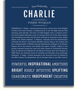 Charlie Personalized Name Meaning Art Prints – Name Stories