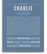 Charlie Personalized Name Meaning Art Prints – Name Stories