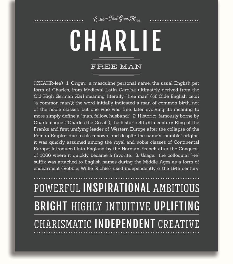 Charlie Personalized Name Meaning Art Prints – Name Stories