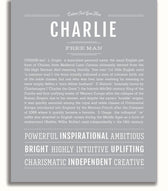 Charlie Personalized Name Meaning Art Prints – Name Stories
