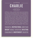 Charlie Personalized Name Meaning Art Prints – Name Stories