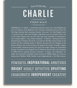 Charlie Personalized Name Meaning Art Prints – Name Stories