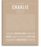 Charlie Personalized Name Meaning Art Prints – Name Stories