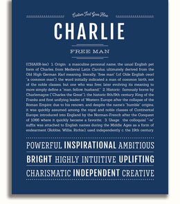 Charlie Personalized Name Meaning Art Prints – Name Stories