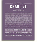Charlize Personalized Name Meaning Art Prints – Name Stories
