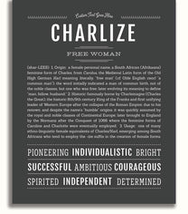 Charlize | Name Art Print – Name Stories