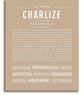 Charlize | Name Art Print – Name Stories