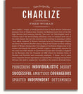 Charlize Personalized Name Meaning Art Prints – Name Stories