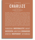 Charlize | Name Art Print – Name Stories