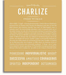 Charlize Personalized Name Meaning Art Prints – Name Stories