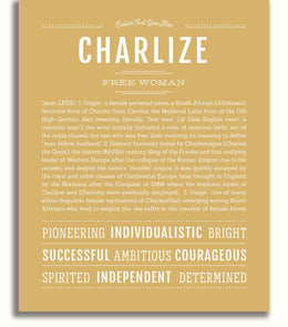 Charlize | Name Art Print – Name Stories