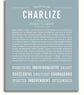 Charlize Personalized Name Meaning Art Prints – Name Stories