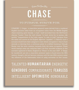 Chase Personalized Name Meaning Art Prints – Name Stories