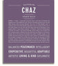Chaz Personalized Name Meaning Art Prints – Name Stories