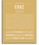 Chaz Personalized Name Meaning Art Prints – Name Stories