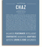 Chaz Personalized Name Meaning Art Prints – Name Stories