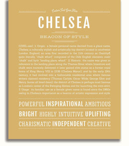 Chelsea Personalized Name Meaning Art Prints – Name Stories