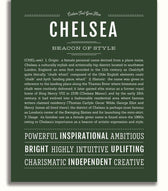Chelsea Personalized Name Meaning Art Prints – Name Stories