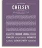 Chelsey Personalized Name Meaning Art Prints – Name Stories
