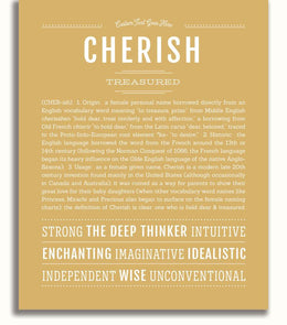 Cherish Personalized Name Meaning Art Prints – Name Stories