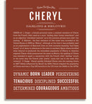 Cheryl Personalized Name Meaning Art Prints – Name Stories