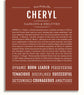 Cheryl Personalized Name Meaning Art Prints – Name Stories