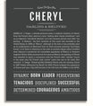 Cheryl Personalized Name Meaning Art Prints – Name Stories