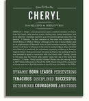 Cheryl Personalized Name Meaning Art Prints – Name Stories