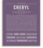 Cheryl Personalized Name Meaning Art Prints – Name Stories
