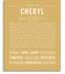 Cheryl Personalized Name Meaning Art Prints – Name Stories