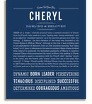 Cheryl Personalized Name Meaning Art Prints – Name Stories