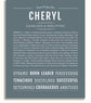 Cheryl Personalized Name Meaning Art Prints – Name Stories
